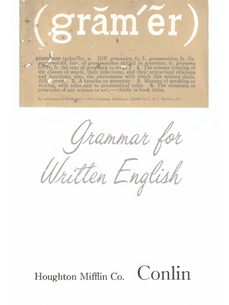 David A Conlin - Grammar For Written English-Boston, Houghton Mifflin ...