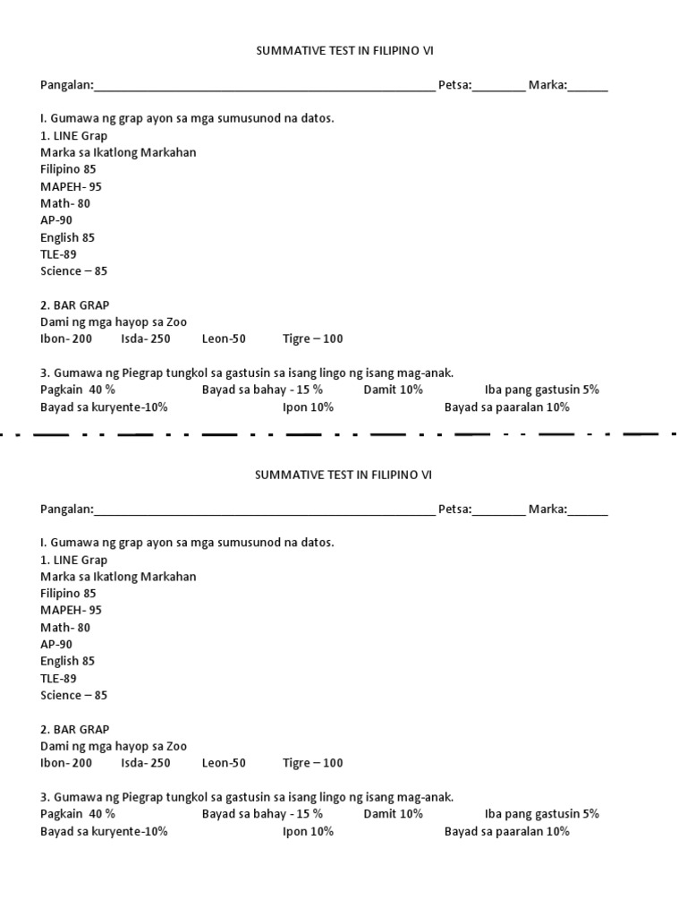SUMMATIVE TEST IN FILIPINO VI q4 | PDF