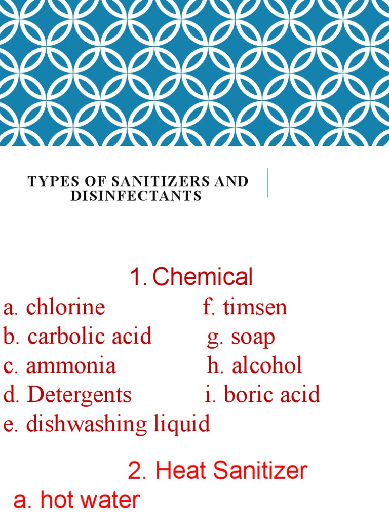 Types of Sanitizers and Disinfectants | PDF