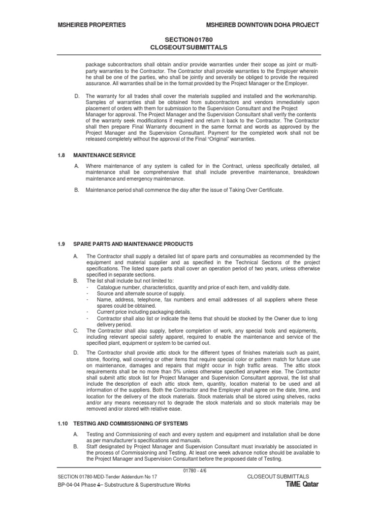 00 Division 01 (Final) PDF | Download Free PDF | General Contractor | Specification (Technical ...