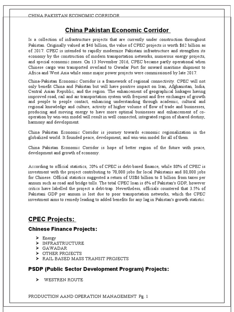 Final Cpec Report | PDF | Pakistan | Economies