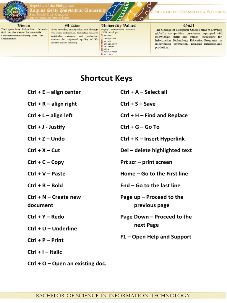 Shortcut Keys | PDF