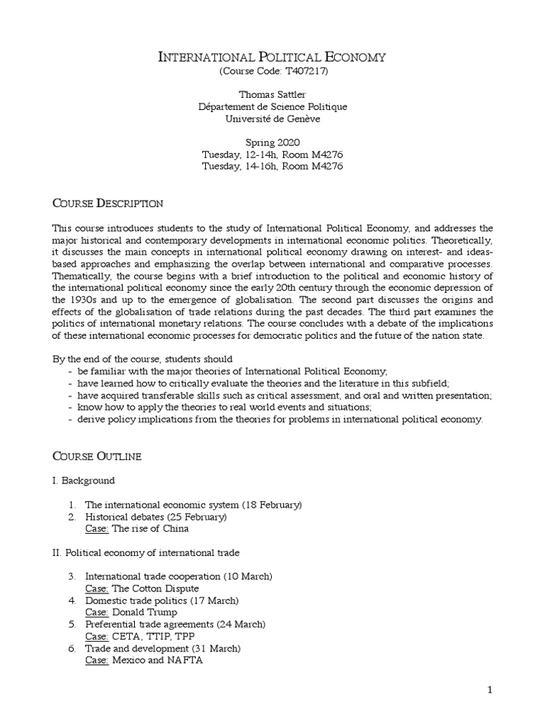 International Political Economy Course | PDF | Political Economy ...