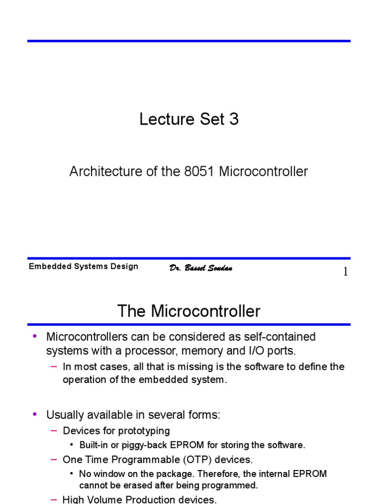 Lecture 3 Architectureofthe8051microcontroller | PDF | Microcontroller ...