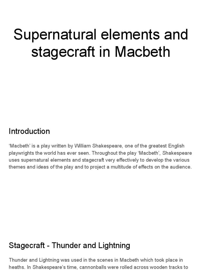 Supernatural Elements and Stagecraft in Macbeth | PDF | Macbeth