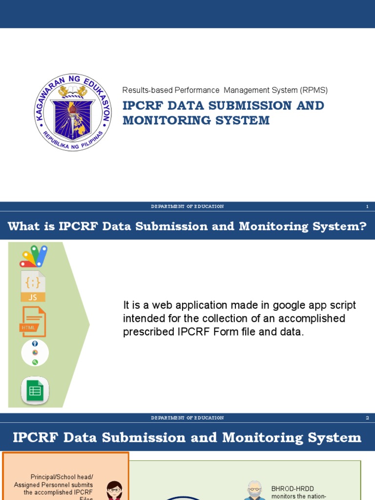 Ipcrf Data Submission and Monitoring System: Results-Based Performance Management System (RPMS ...