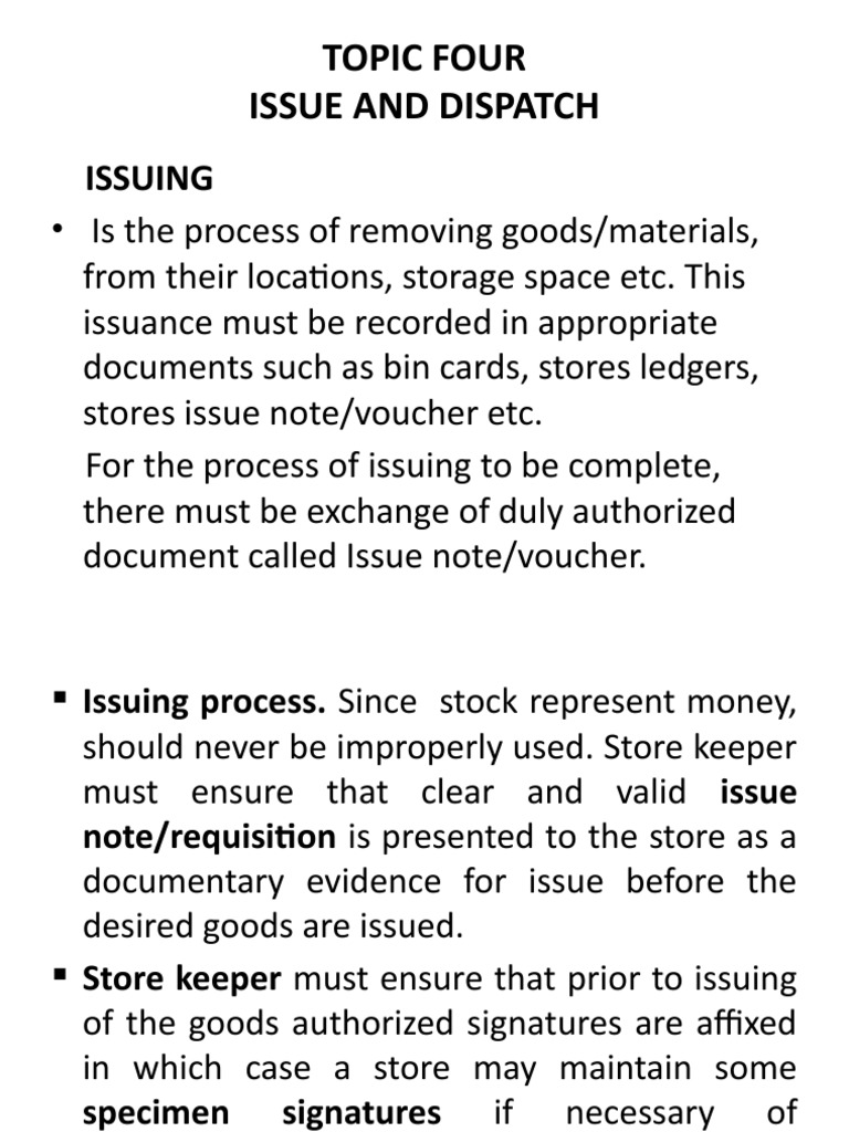 Stock Issuing and Dispatch Guide | PDF | Packaging And Labeling | Warehouse