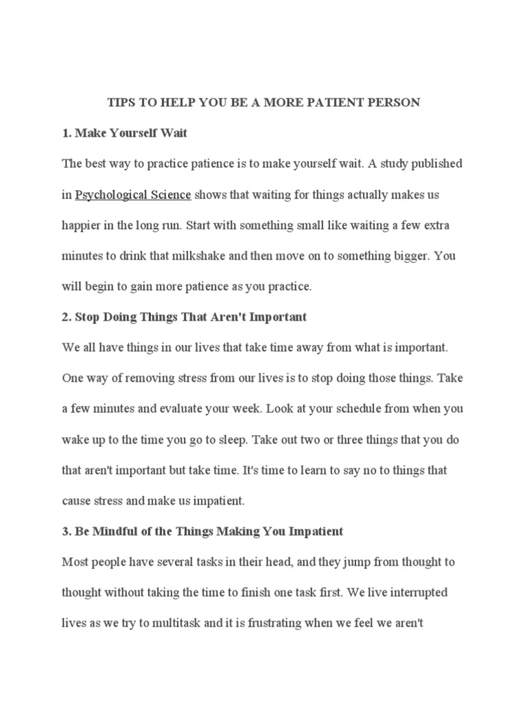 Tips To Help You Be A More Patient Person | PDF
