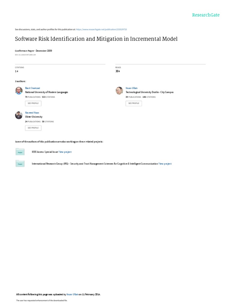 Software Risk Identification and Mitigation in Incremental Model | PDF ...
