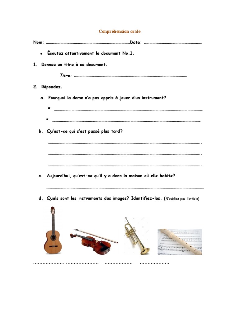 La Musique 2020 Compréhension Orale | PDF