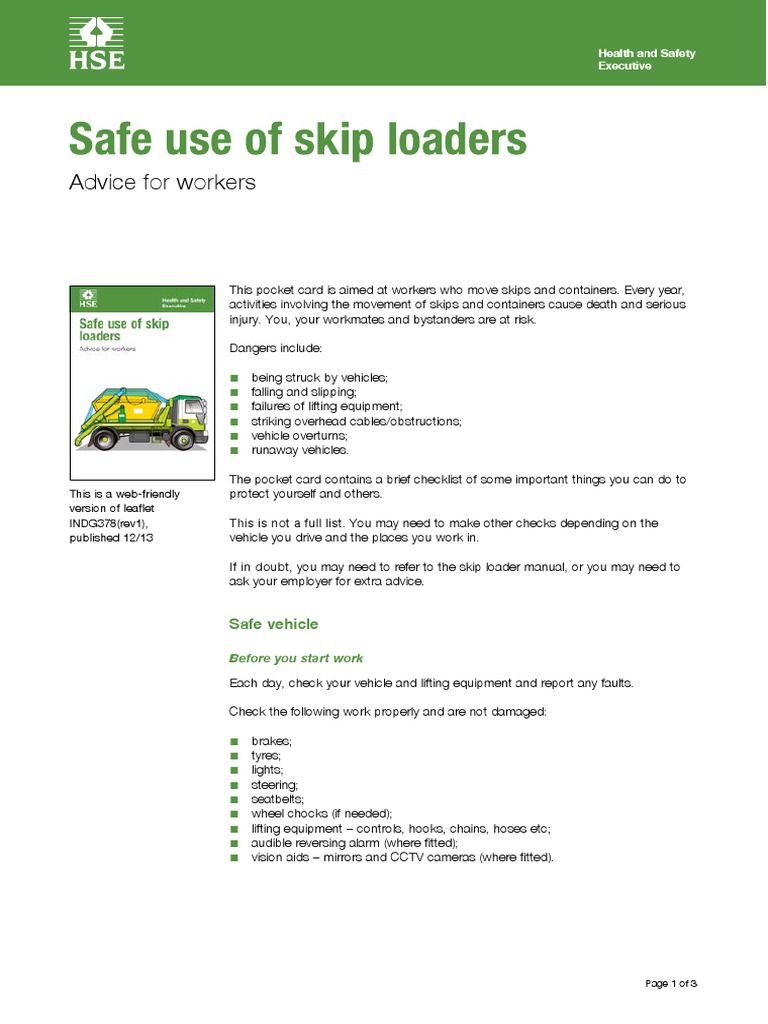 Safe Use of Skip Loaders PDF | PDF | Door | Transport