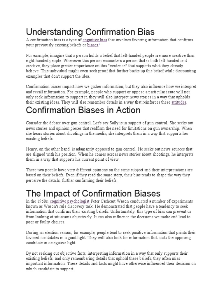 Understanding Confirmation Bias | PDF | Bias | Social Psychology