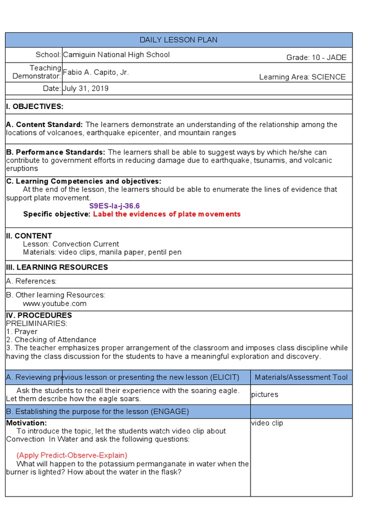 S9ES-Ia-j-36.6: Label The Evidences of Plate Movements | PDF | Lesson ...
