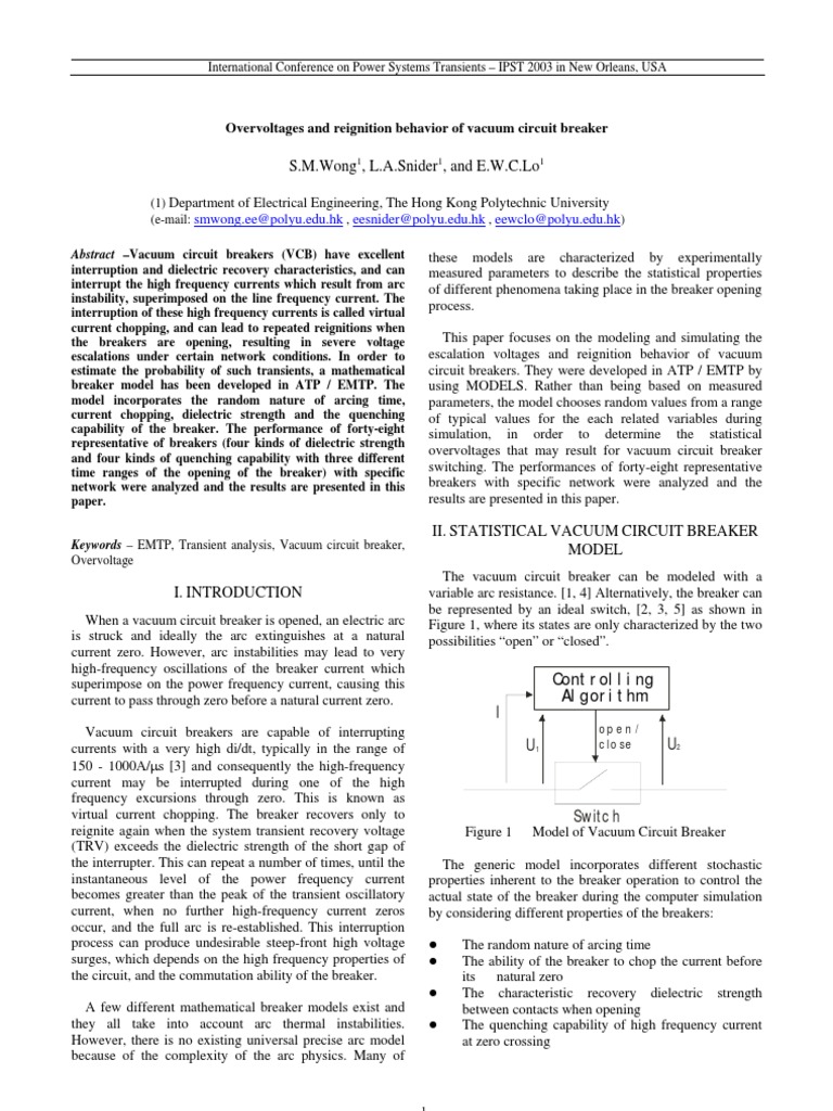 VCB Re Ignition Paper | PDF | Electrical Network | Capacitor