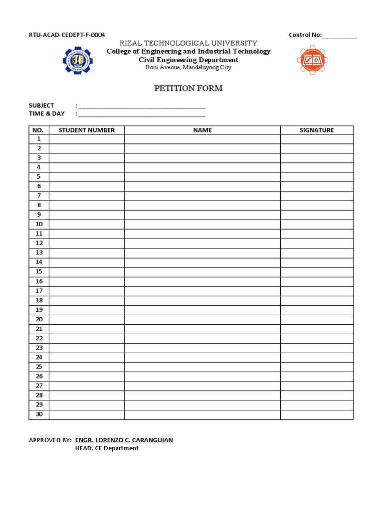 Civil Engineering Petition Form | PDF | Business | Computers