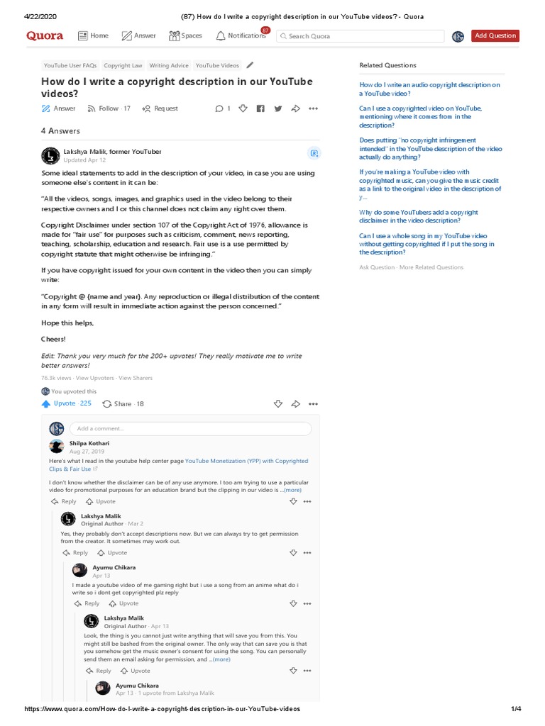 How Do I Write A Copyright Description in Our YouTube Videos - Quora ...