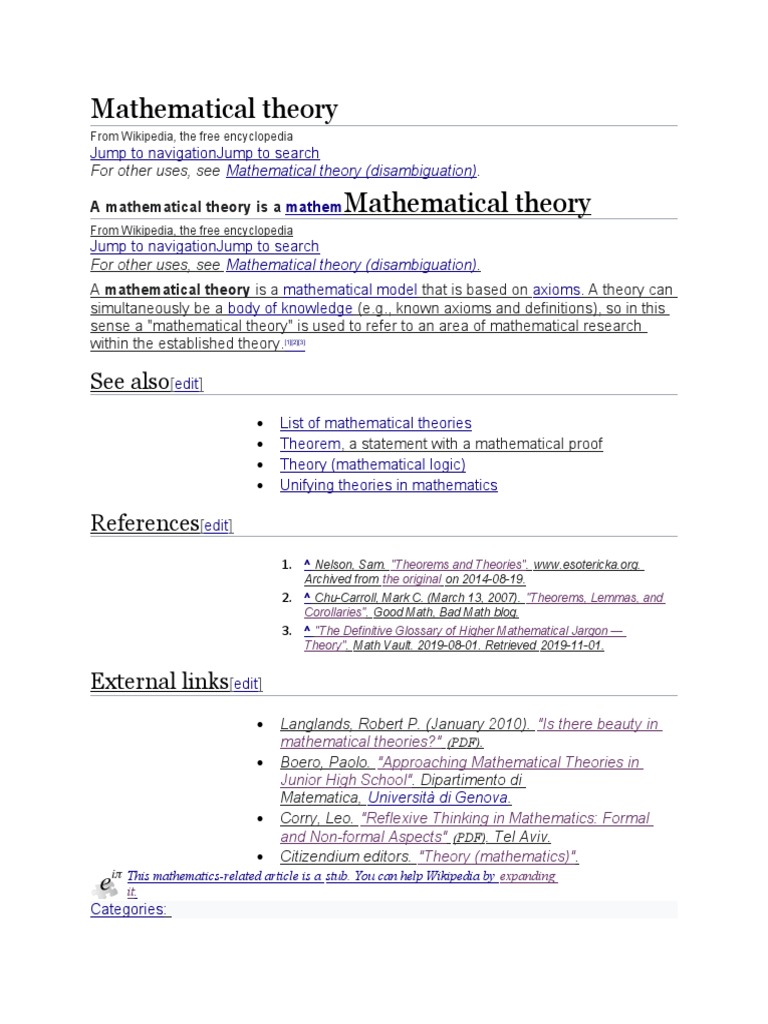 Mathematical Theory | PDF | Theory | Logic