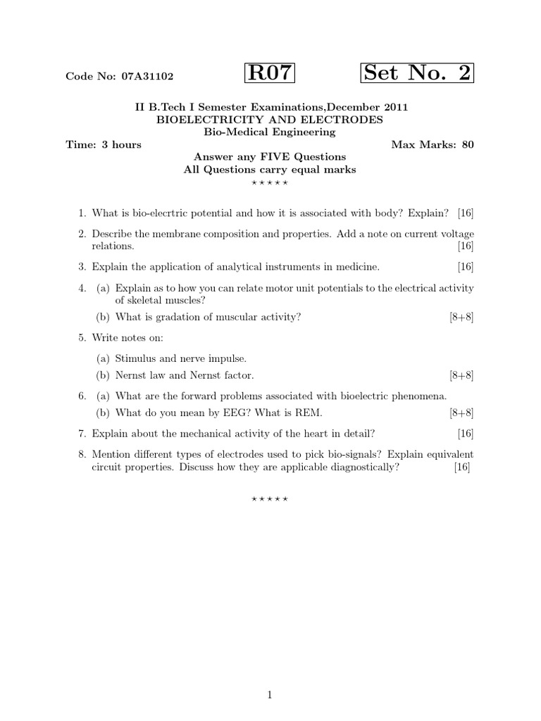R07 Set No. 2 | PDF | Action Potential | Electroencephalography
