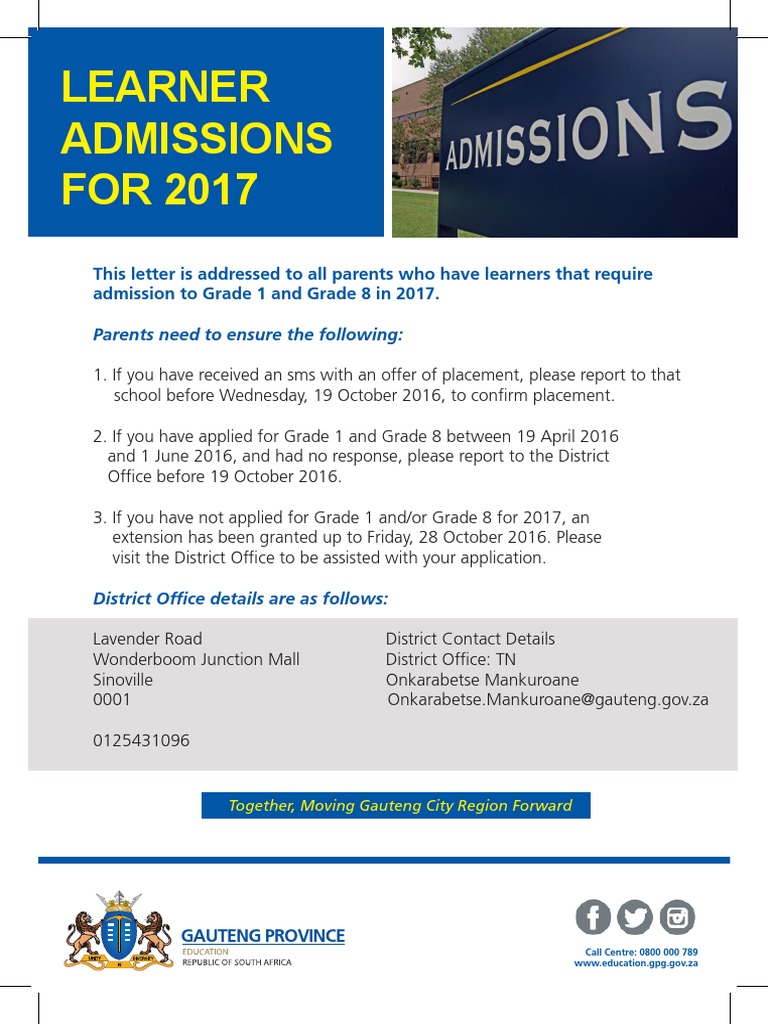 Learner Admission For 2017 | PDF | Outsourcing | Digital Technology