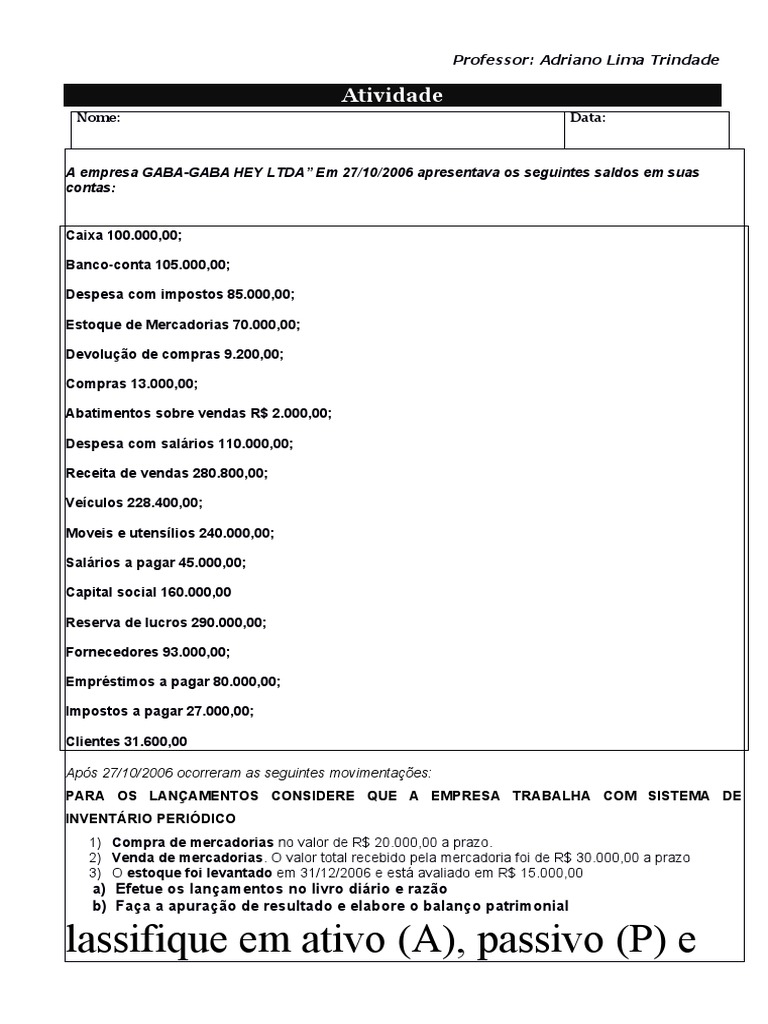 Atividade Contabilidade ARE 2 RCM | PDF | Capital próprio (finanças ...