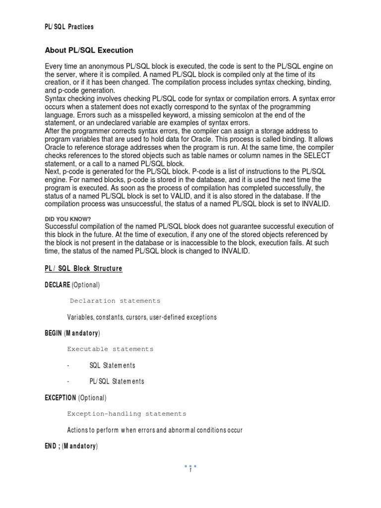 PLSQL Class Notes by HCLCDCL | PDF | Pl/Sql | Boolean Data Type