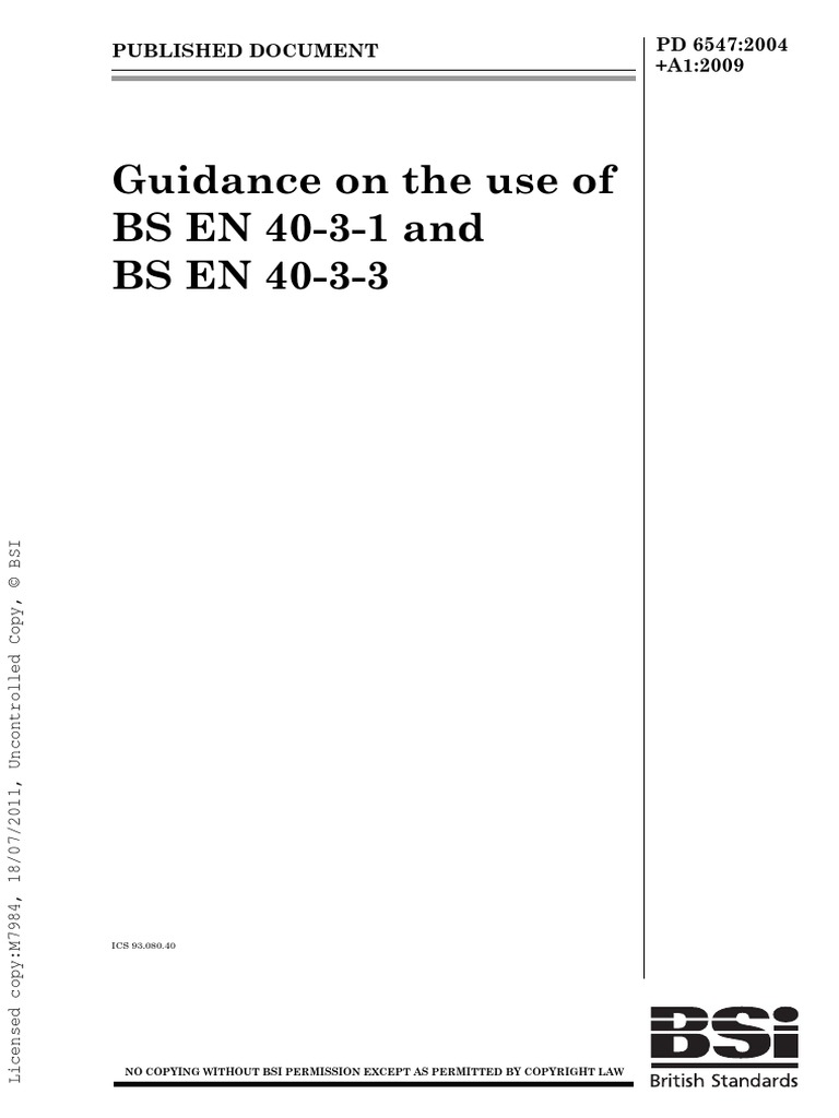 Guidance On The Use of BS EN 40-3.1 and BS EN 40-3.3 (+A12009) | PDF ...
