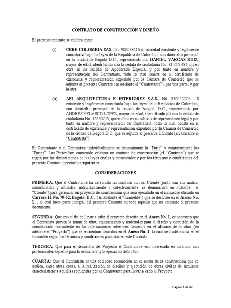 Contrato de Construcción Final | PDF | Contratista general | Outsourcing