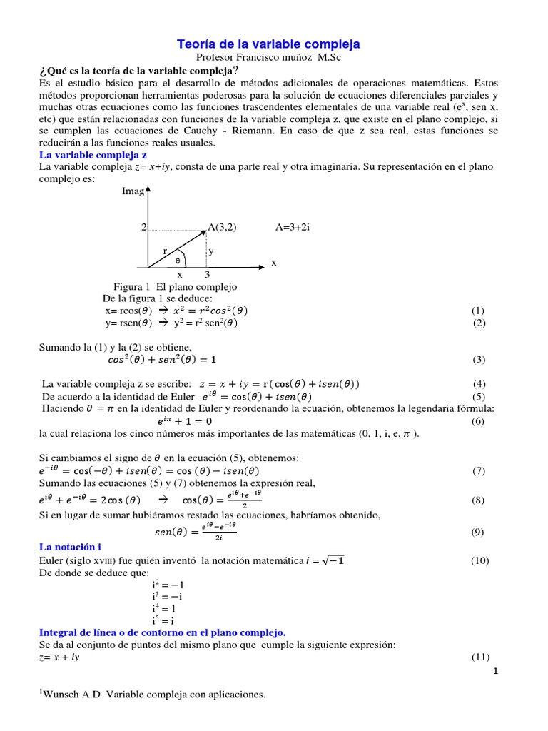 Teoría de La Variable Compleja PDF | PDF | Análisis complejo | Número complejo