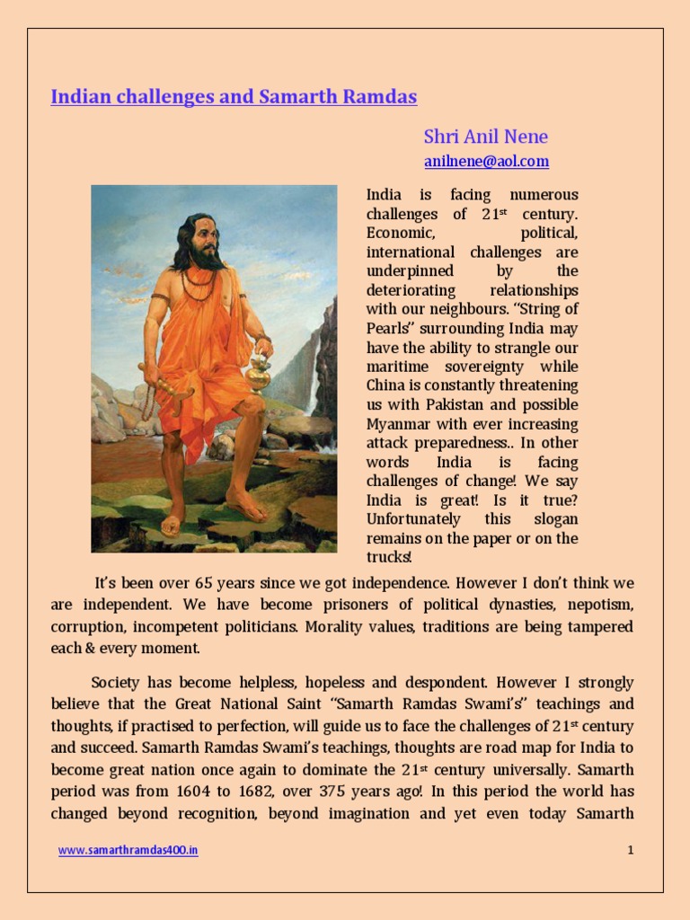 Samarth Ramdas: A Guide for Modern India | PDF | Literacy | Deficit ...