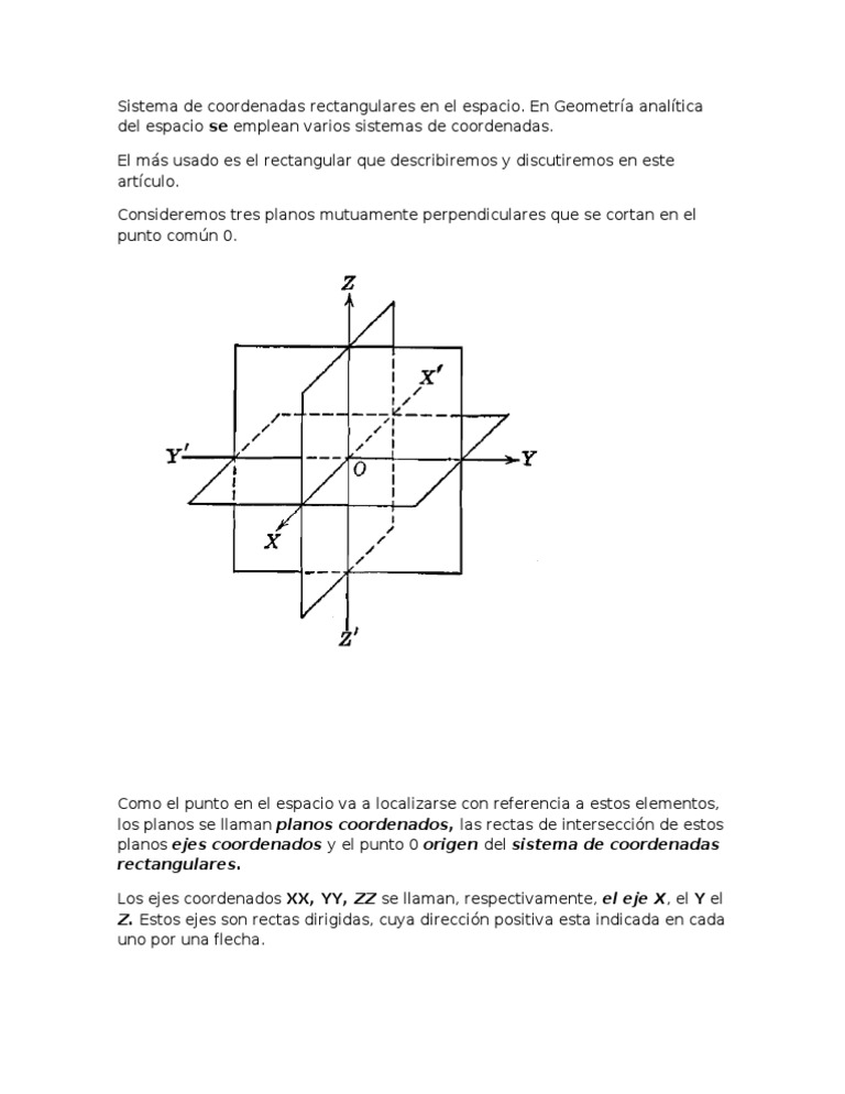 Sistema de Coordenadas Rectangulares en El Espacio
