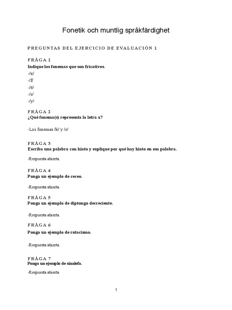 Ejercicios de Fonética y Fonología | PDF