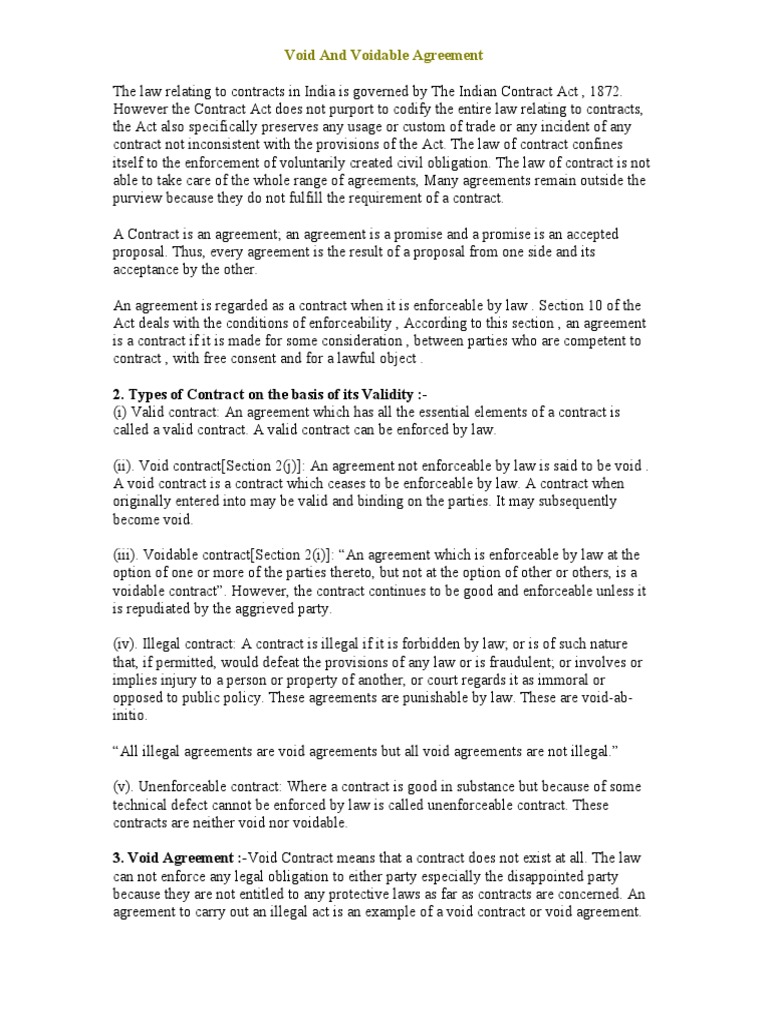 Void and Voidable Agreement | PDF | Arbitration | Legal Concepts