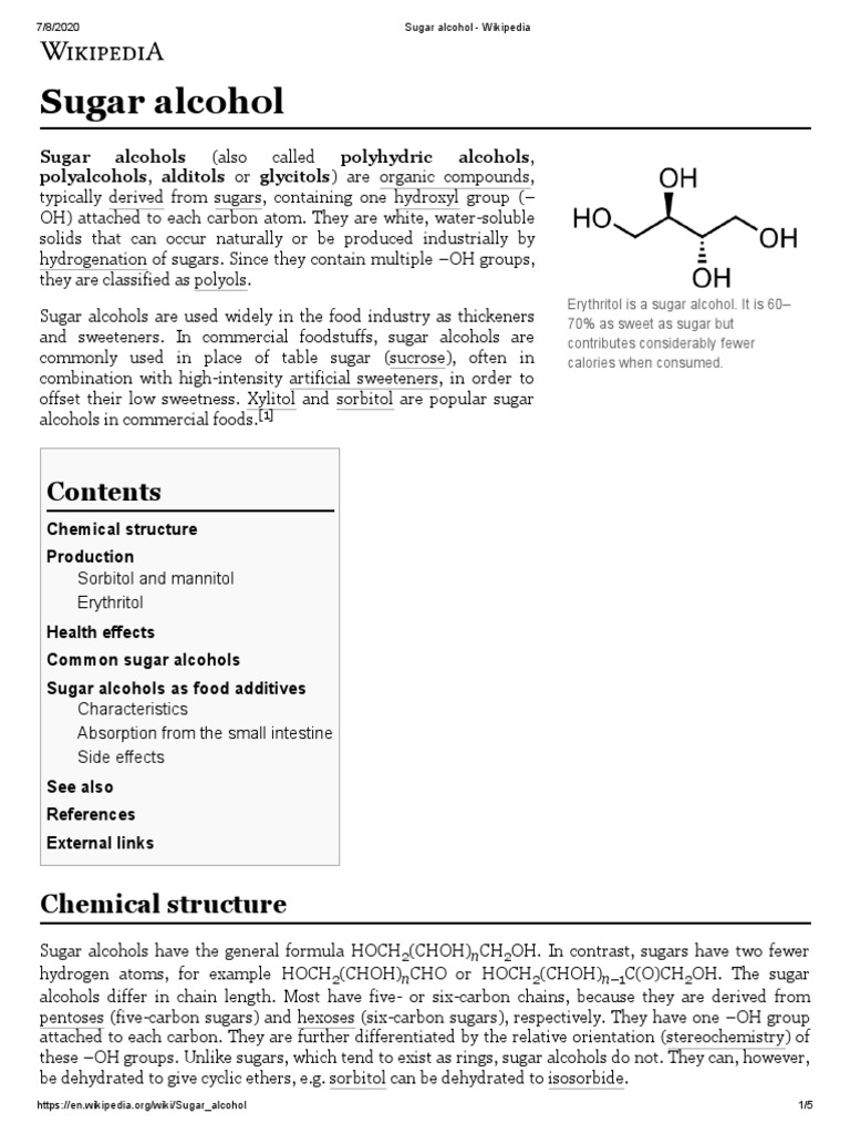 Sugar Alcohol | PDF | Carbohydrate Chemistry | Flavor