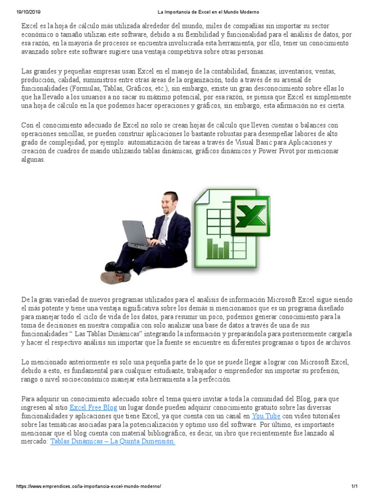 La Importancia de Excel en El Mundo Moderno | PDF | Microsoft Excel ...