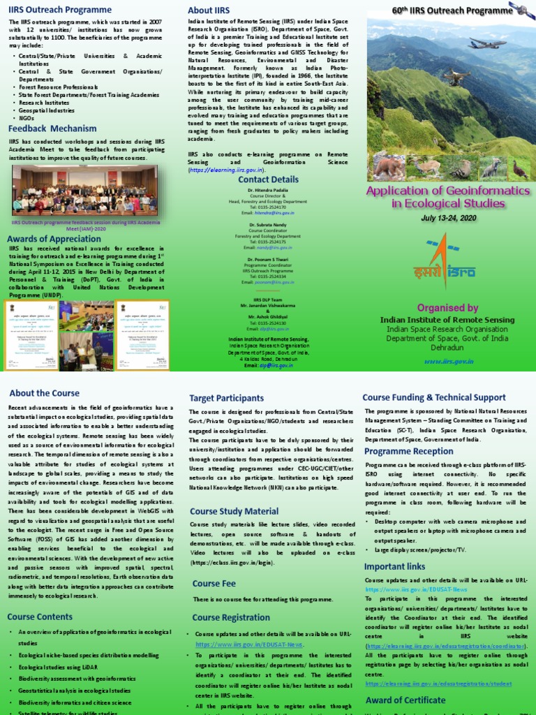 60th IIRS Outreach Programme - Brochure PDF | PDF | Geographic ...