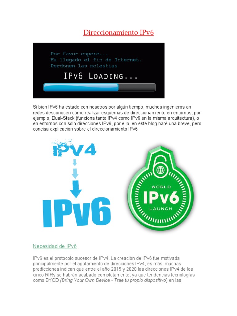 Direccionamiento IPv6 | PDF | Yo Pv6 | Dirección IP