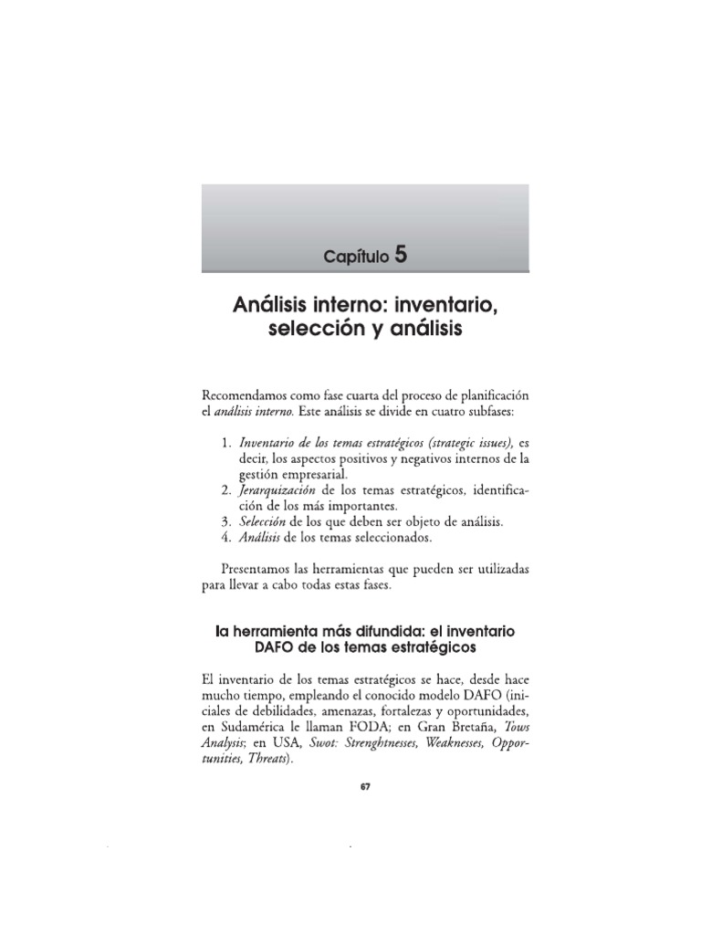 Lectura 2 Análisis Interno Inventario Selección Y Análisis Pdf