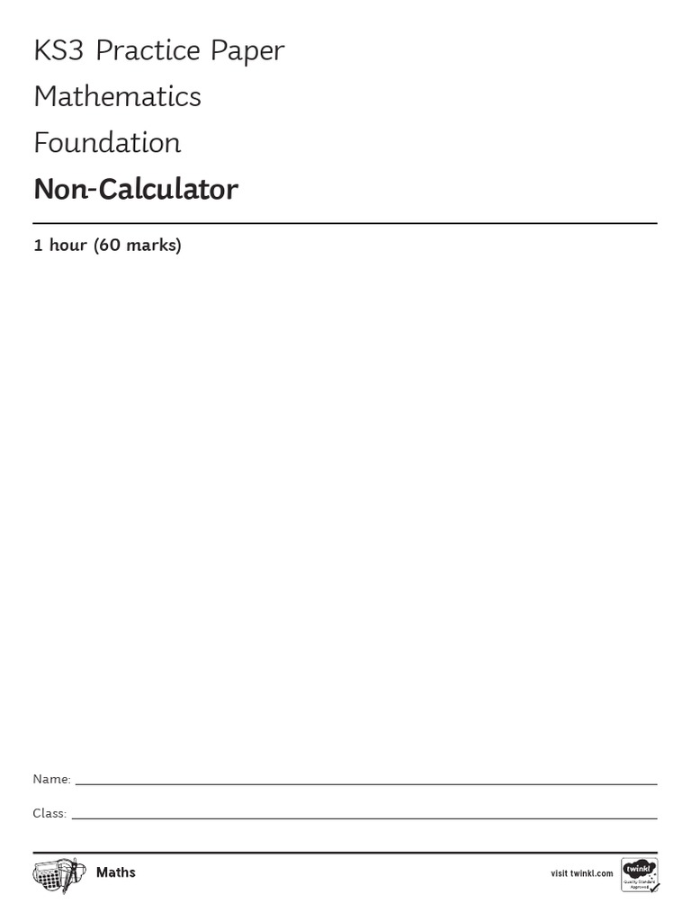 KS3 Non-Calculator Maths Practice Paper | PDF | Cakes | Teaching ...