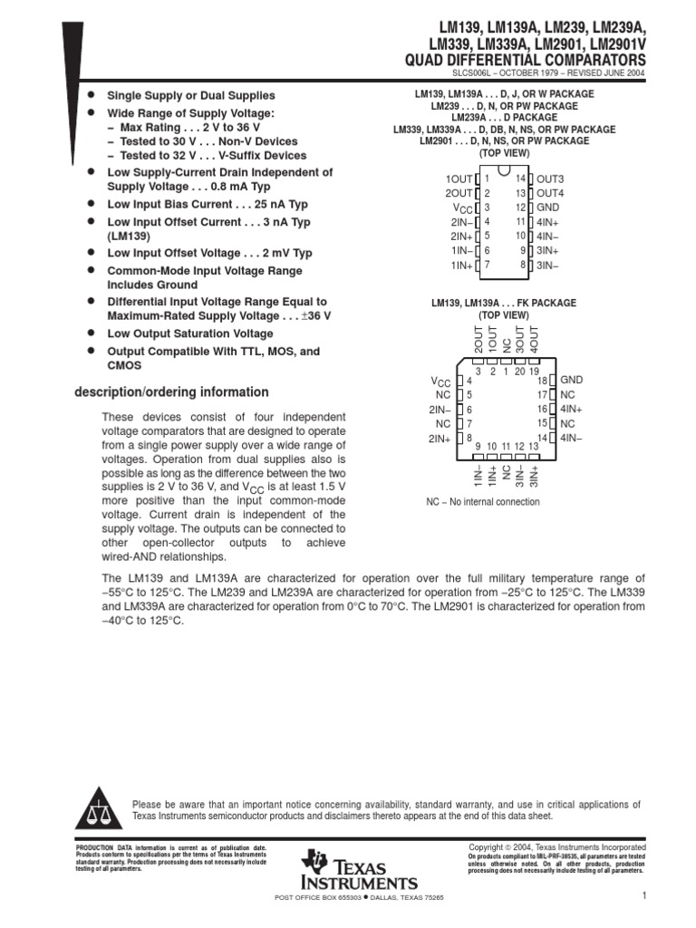 lm339 PDF | PDF | Electricity | Electronic Circuits