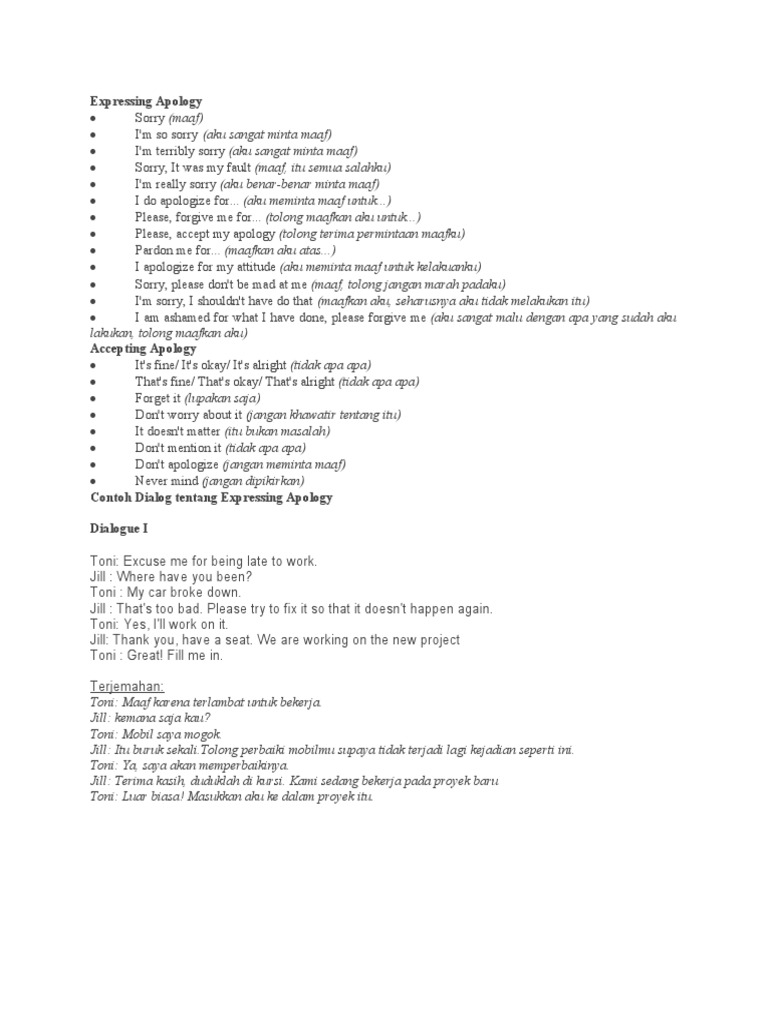 Expressing Apology | PDF