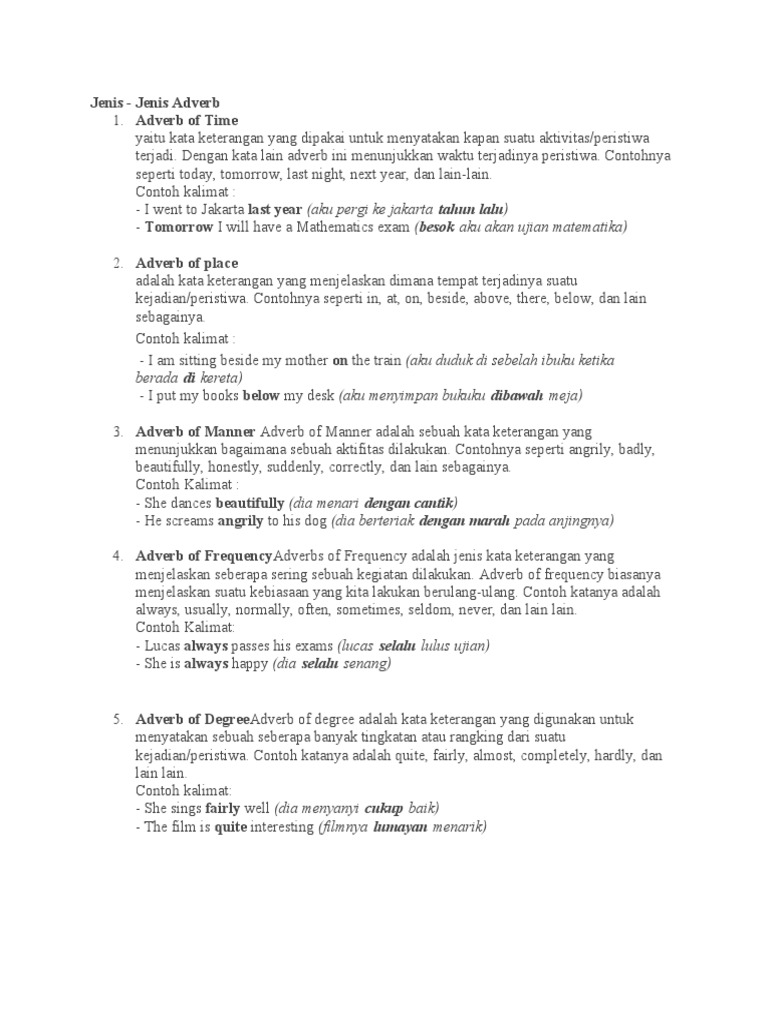 Jenis Adverb | PDF
