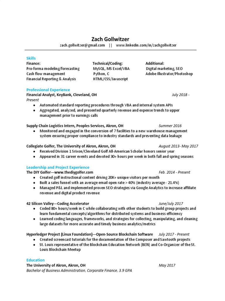 Zach Gollwitzer Resume | PDF | Analytics | Search Engine Optimization