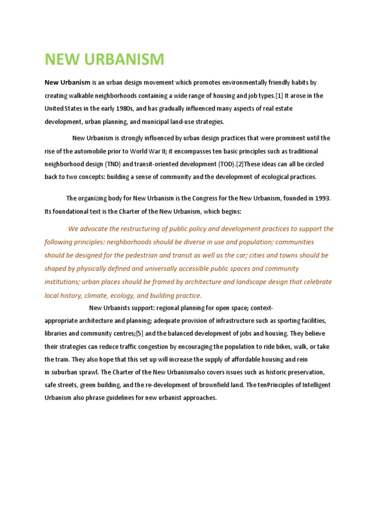 New Urbanism | PDF | Urban Planning | Urbanization
