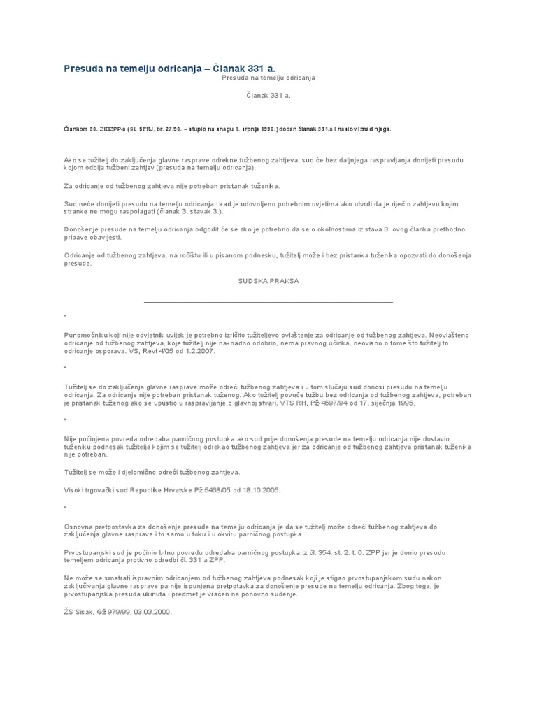 Presuda Na Temelju Odricanja | PDF