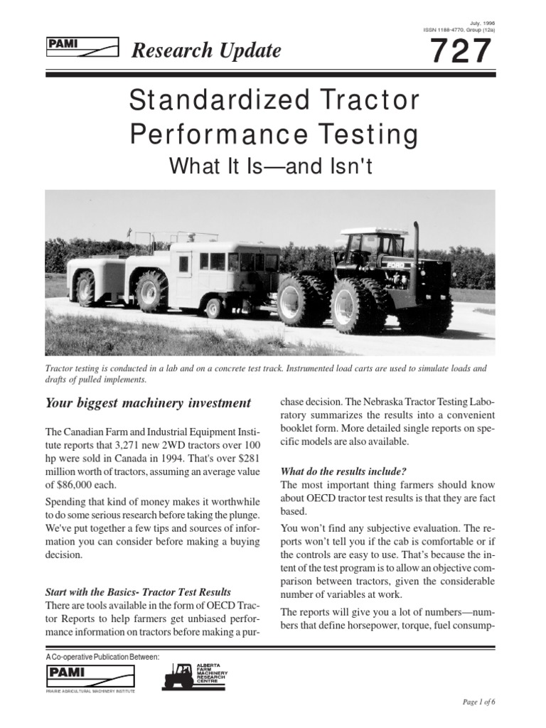 Standardized Tractor Performance Testing: Research Update | PDF ...