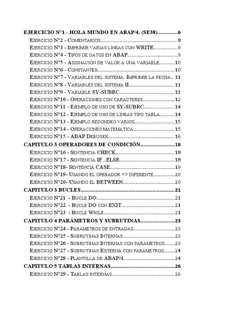 Libro Aprende ABAP Con Ejercicios Practicos Modificado | PDF | SQL | Programación orientada a ...