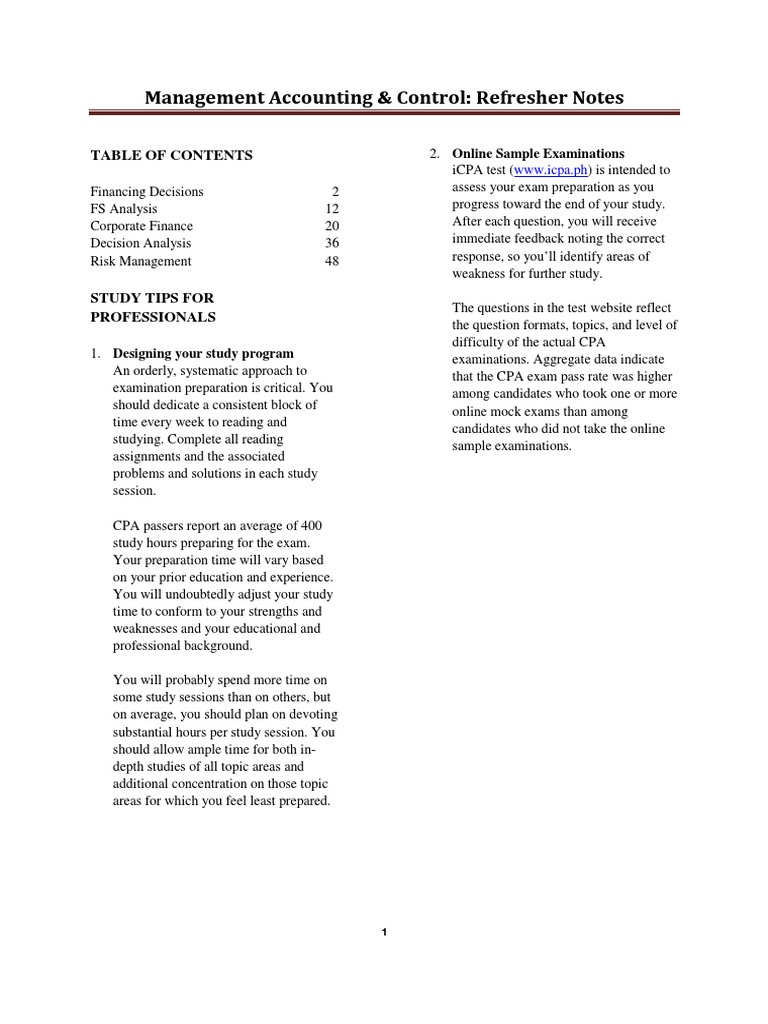 (Notes) MAS Summary (NICE) | PDF | Net Present Value | Internal Rate Of ...