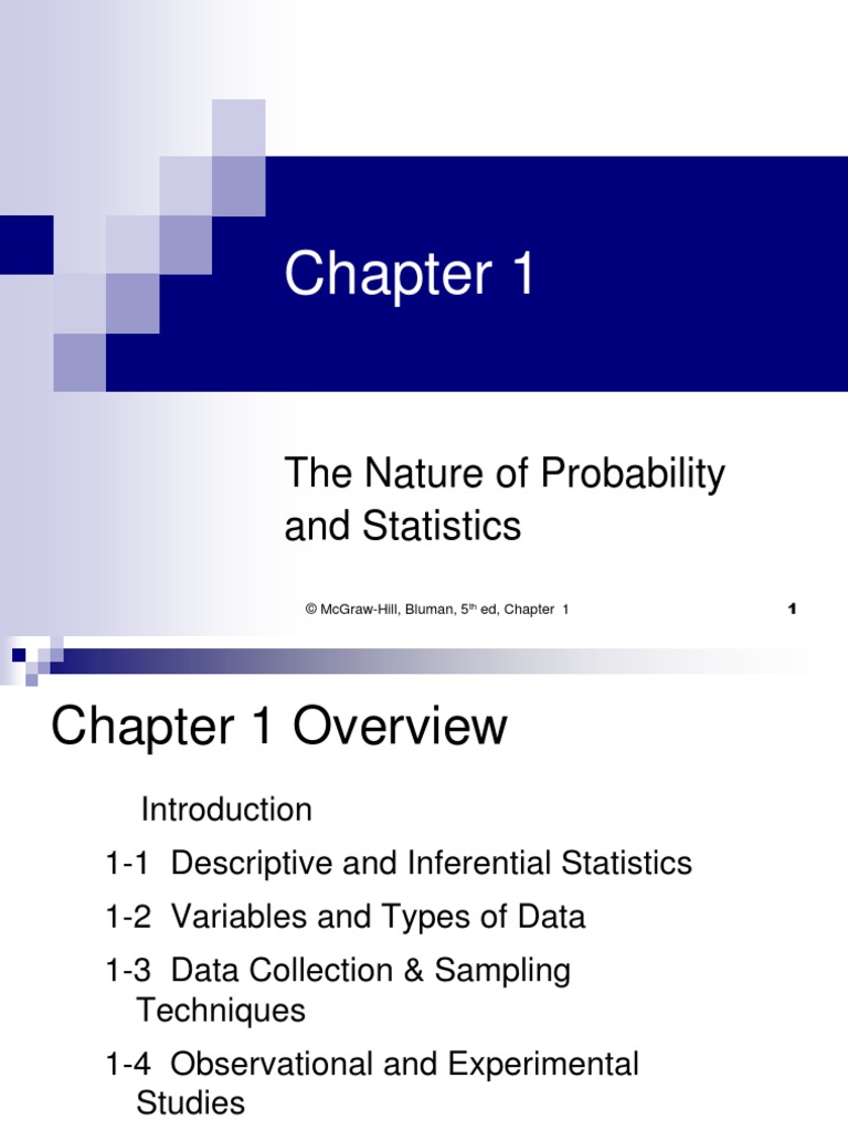 The Nature of Probability and Statistics: © Mcgraw-Hill, Bluman, 5 Ed ...