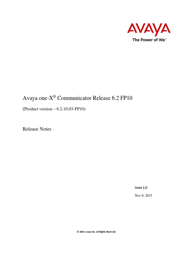 Avaya One-X Communicator - Client - R6 - 2 - FP10 - GA | PDF | Session ...