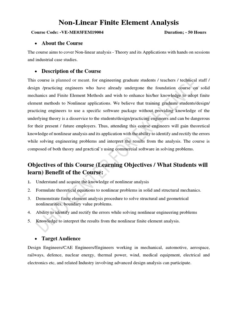 Non Linear Finite Element Analysis Pdf Finite Element Method Nonlinear System
